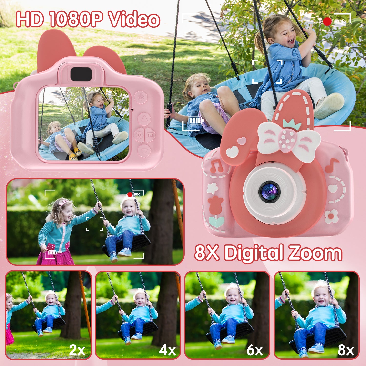 Kids Camera,1080P HD Kids Digital Camera with 32G TF Card,Pink Cameras ...